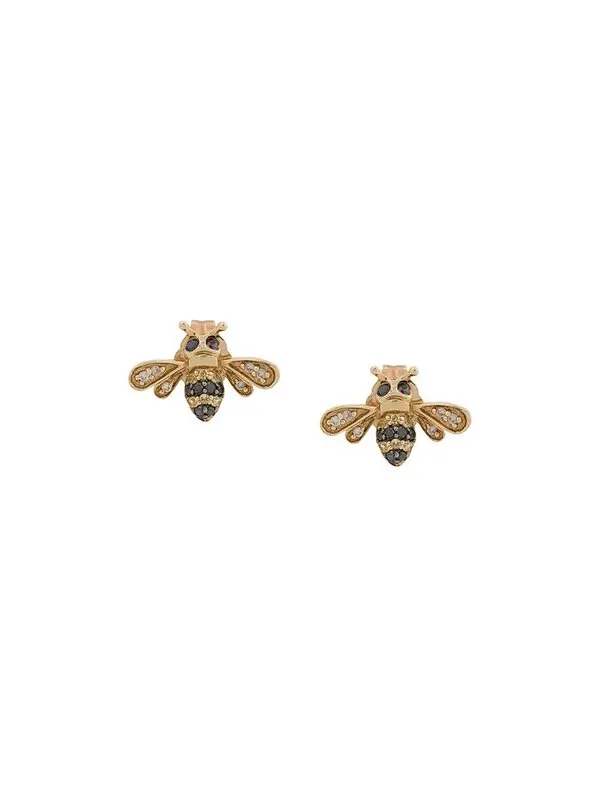 SYDNEY EVAN 14kt Gold Diamond And Sapphire Bumble Bee Stud Earrings - Metallic
