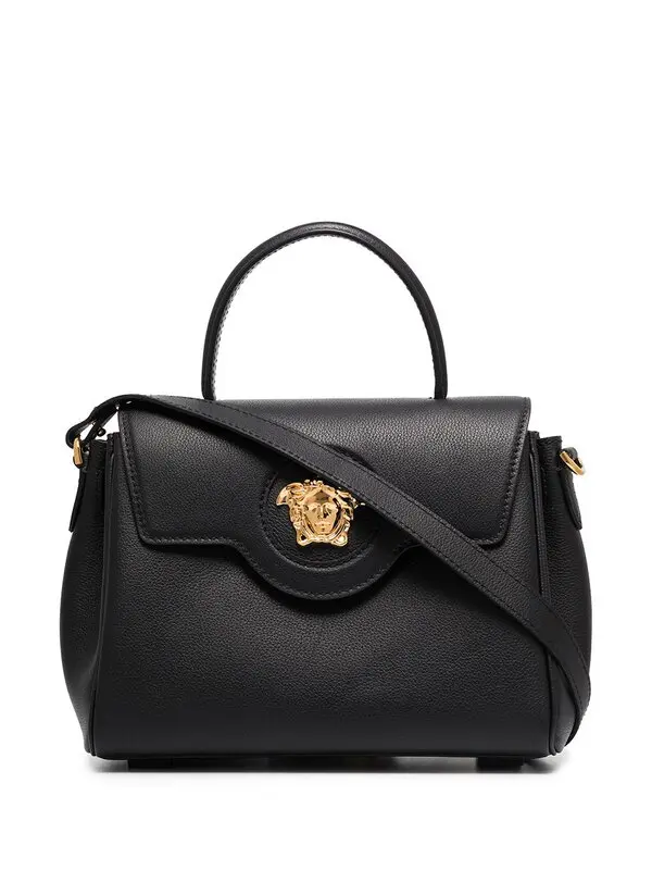 Versace La Medusa Leather Handbag - Black