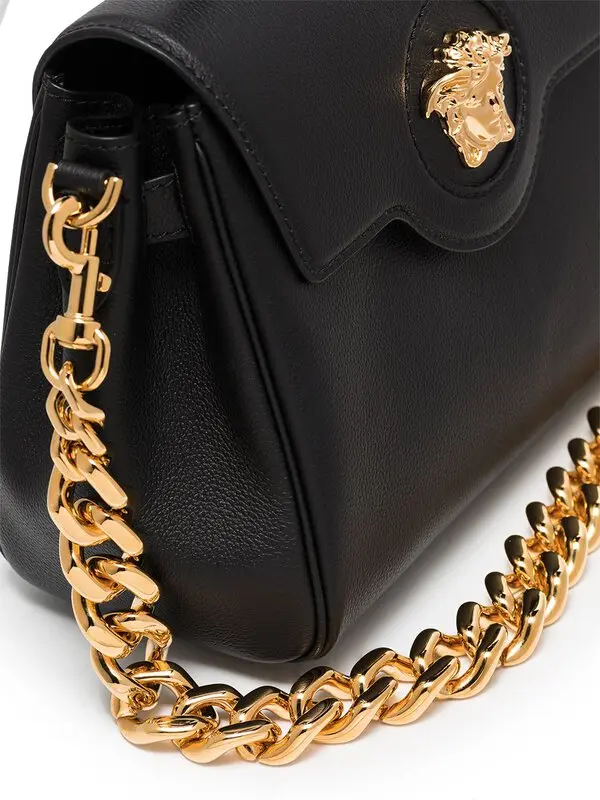 Versace La Medusa Leather Handbag - Black