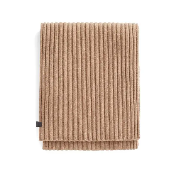 Cuyana Wool Cashmere Ribbed Scarf - Camel