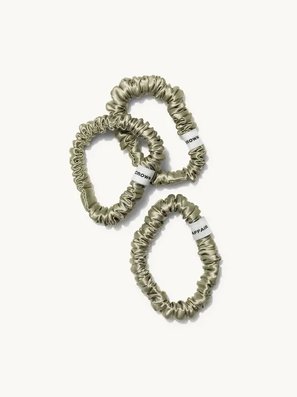 CROWN AFFAIR Silk Scrunchies Set Of 3