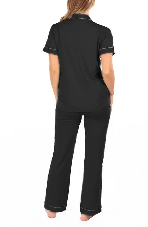 ANGEL MATERNITY Short Sleeve Maternity Pajamas - Black