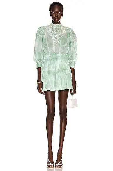 LoveShackFancy Viola Mini Dress In Green