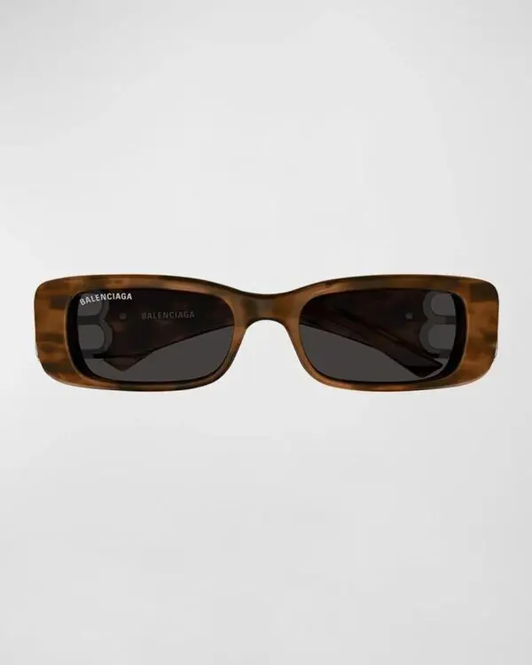 Balenciaga Logo Rectangle Sunglasses - Havana