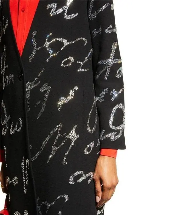 Libertine Mozart Script Embellished V-neck Coat