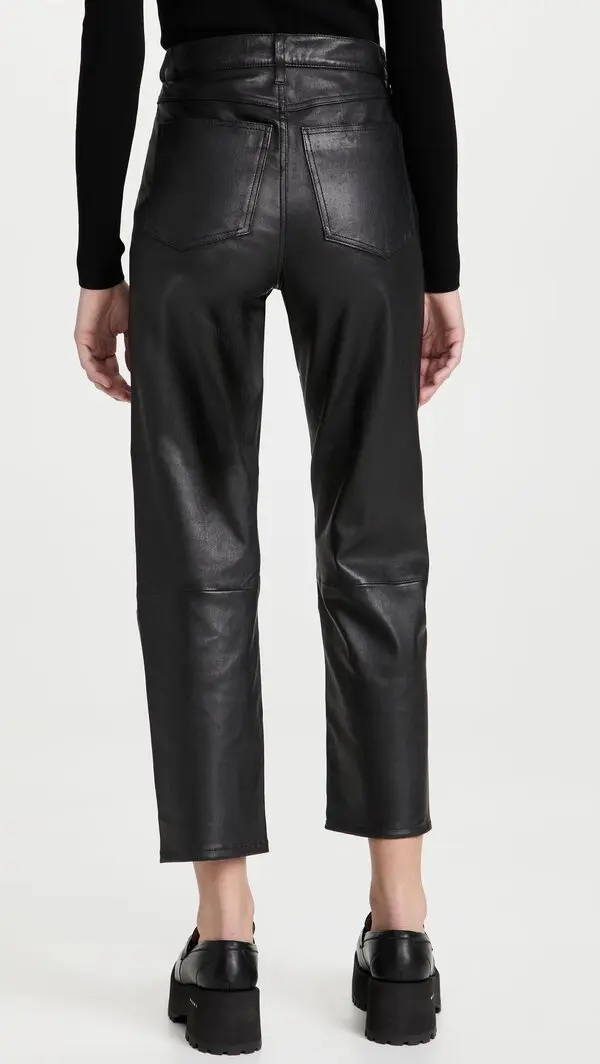 Sprwmn Straight Leg Leather Pants - Black