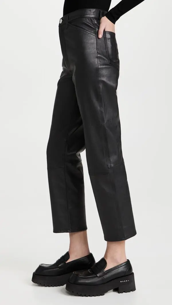 Sprwmn Straight Leg Leather Pants - Black