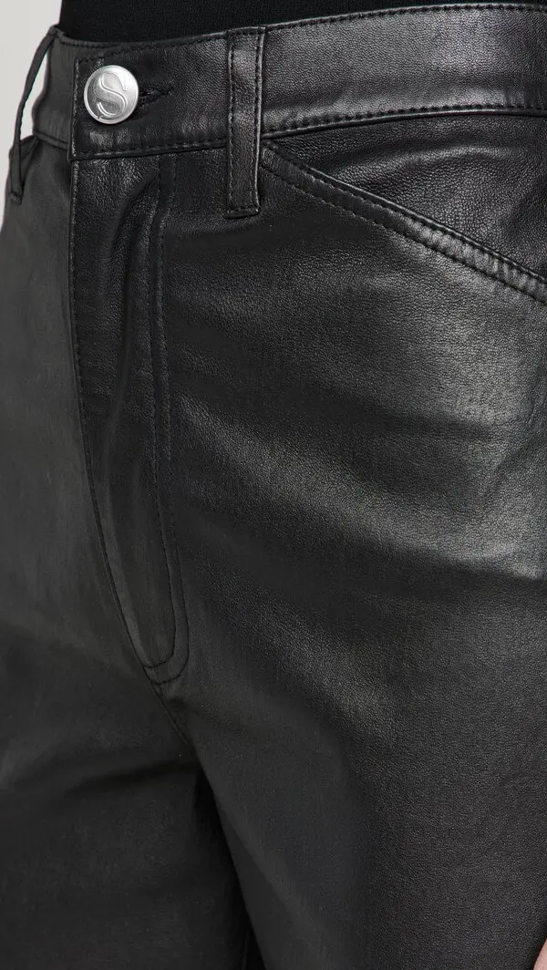 Sprwmn Straight Leg Leather Pants - Black
