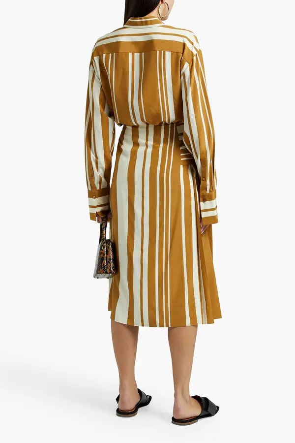 JOSEPH Brooks Striped Silk Crepe De Chine Shirt - Mustard