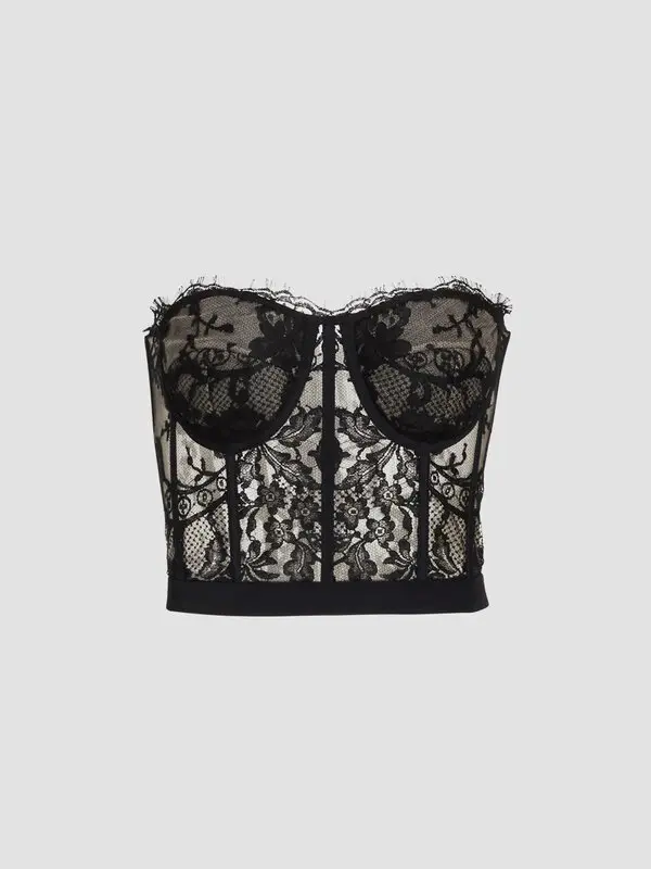 Alexander McQueen Strapless Lace Crop Bustier