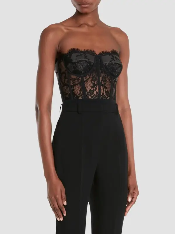 Alexander McQueen Strapless Lace Crop Bustier