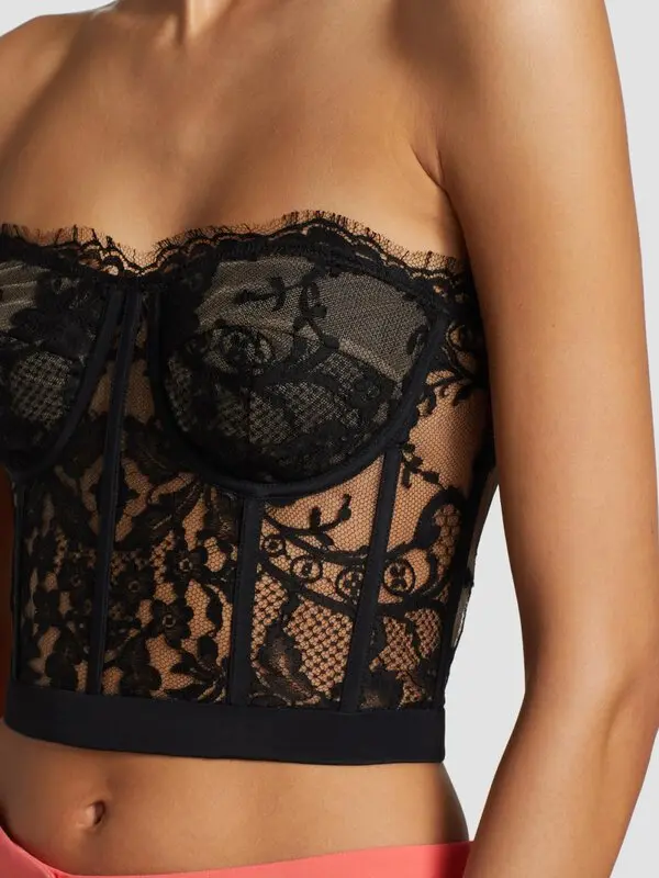 Alexander McQueen Strapless Lace Crop Bustier