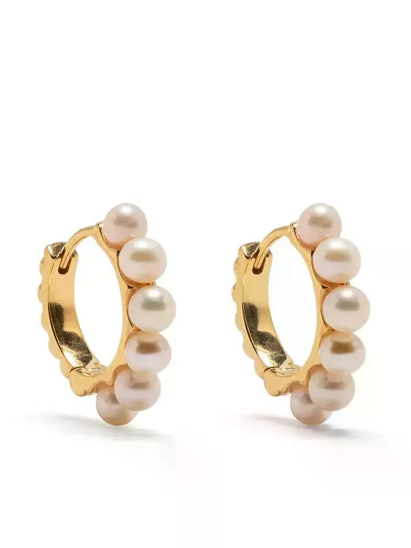 DOWER & HALL Timeless Pearl Huggie Earrings - White