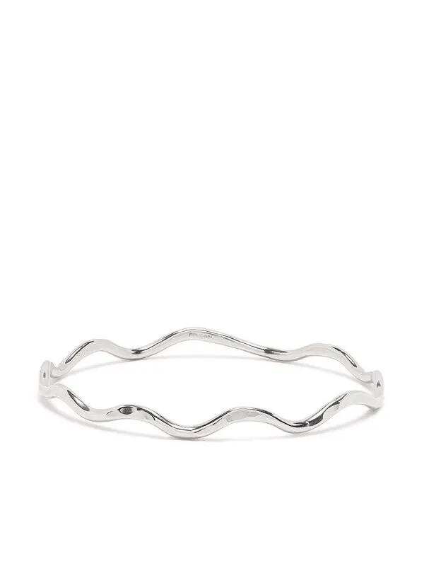 DOWER & HALL Hammered Waterfall Bangle - Silver