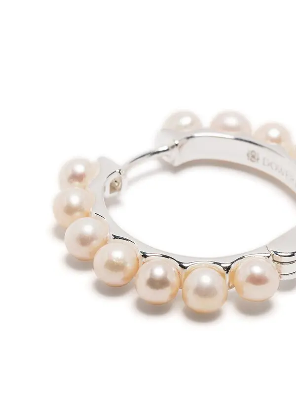 DOWER & HALL Large Timeless Pearl Huggie Hoop Earrings