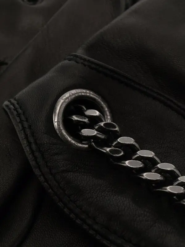 Saint Laurent Chainlink Leather Gloves