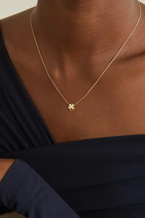 JENNIFER MEYER 18k Yellow Mini Clover Necklace