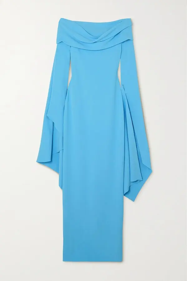 Buy Solace London Arden Draped Crepe Maxi Dress - Blue At 50% Off |  Editorialist