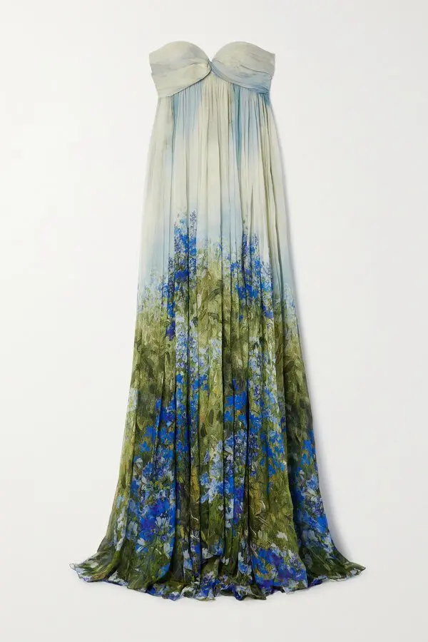 oscar de la renta chiffon floral dress Oscar de la Renta Vintage Floral Chiffon Dress  Amarcord Vintage Fashion