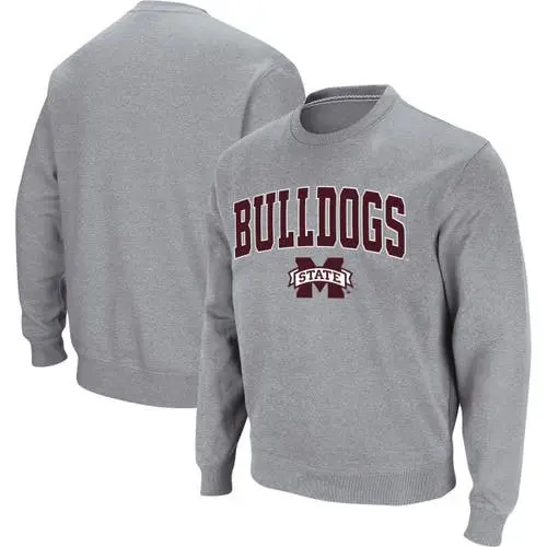 COLOSSEUM Heathered Gray Mississippi State Bulldogs Arch & Logo Tackle Twill Pullover Sweatshirt - Heather Gray
