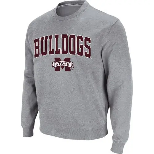 COLOSSEUM Mississippi State Bulldogs Arch & Logo Tackle Twill Pullover Sweatshirt - Heather Gray
