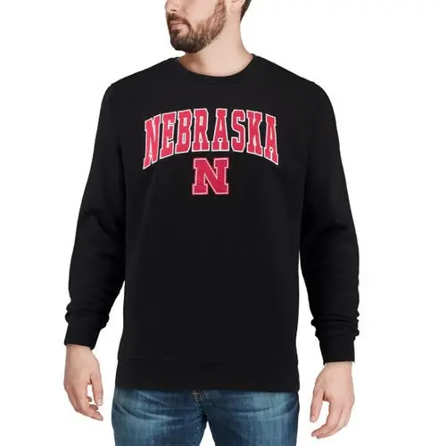 COLOSSEUM Nebraska Huskers Arch & Logo Crew Neck Sweatshirt - Black