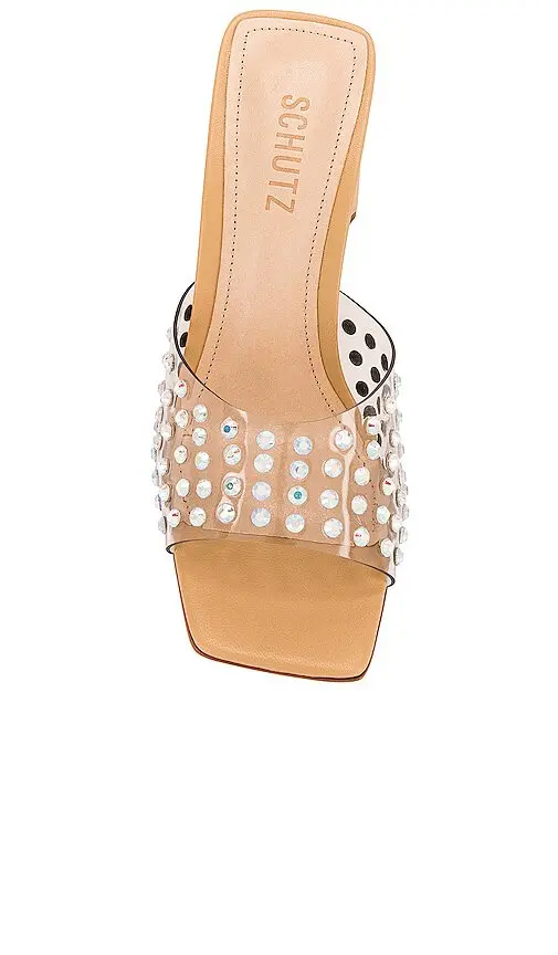 Schutz Embellished Light Nude Lizah Mule Sandals Size 10 Schutz Lizah Crystal Embellished Triangular | Mercari main image 4