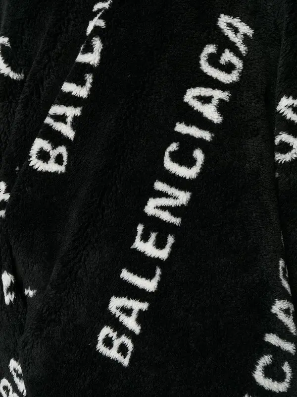Balenciaga All Over Logo Coat In Black - 50% Off | Editorialist