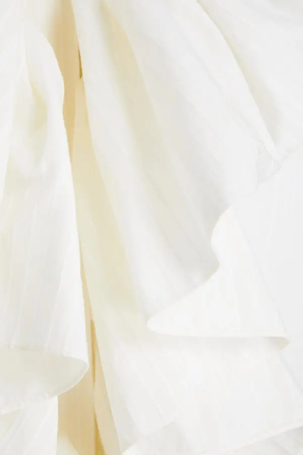 Victoria Beckham Ruffled Striped Cotton Blouse - Off-white