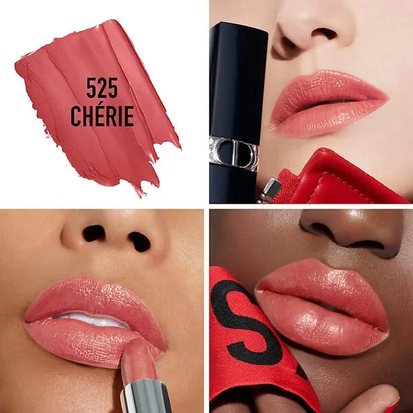 Dior 525 Cherie Rouge Couture Metallic Satin Lipstick Refill 3.5g