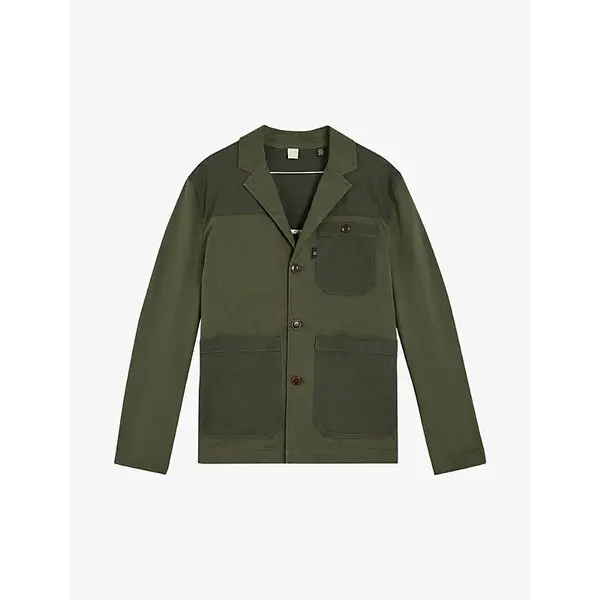 Ted Baker London Dk-Green Skylai Tonal Stretch-Cotton Jacket In