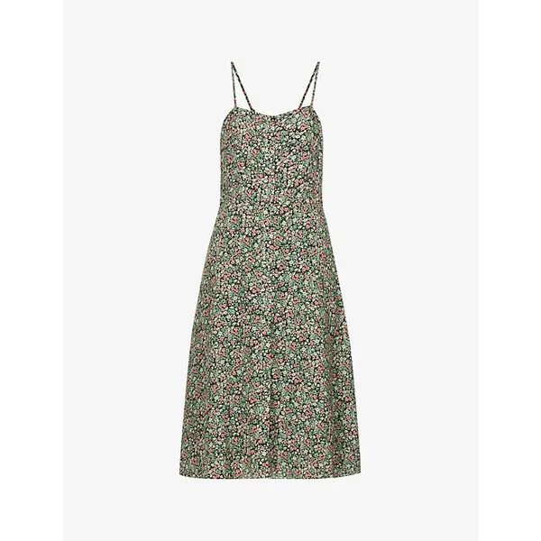 The Kooples Grn01 Floral-Print Spaghetti-Strap Crepe Midi Dress In  One-Color - 50% Off | Editorialist