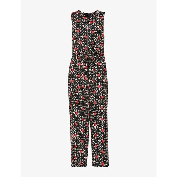Whistles Black Corey Block-print Woven Jumpsuit