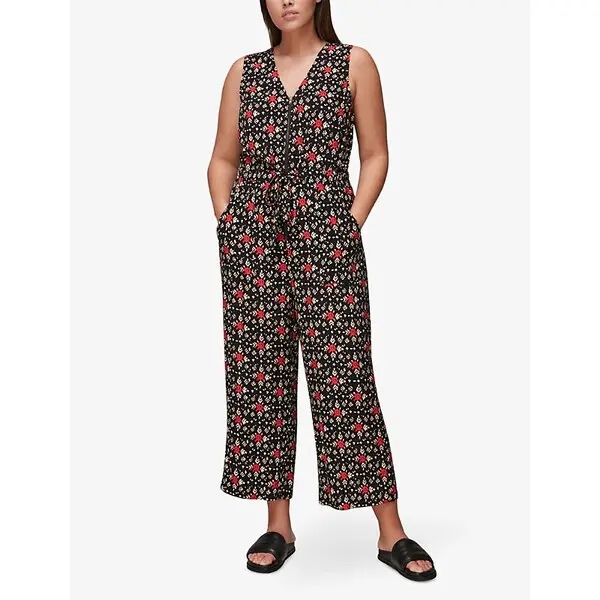 Whistles Black Corey Block-print Woven Jumpsuit