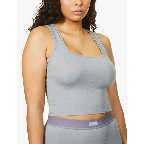 Skims Pacific Ribbed Stretch-Cotton Jersey Tank Top - One-Color