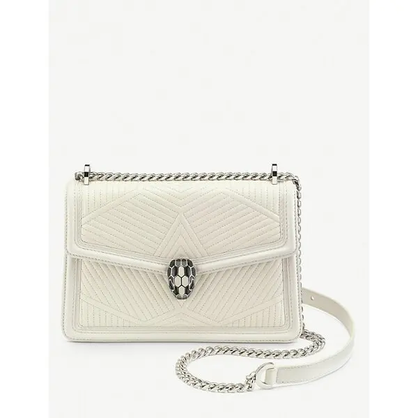 BVLGARI White Agate Serpenti Forever Quilted Leather Shoulder