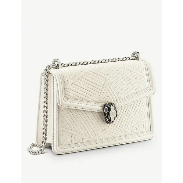 BVLGARI White Agate Serpenti Forever Quilted Leather Shoulder