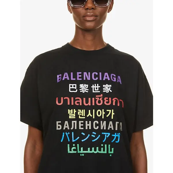 Balenciaga Blk Multi Languages-Print Jersey T-Shirt - One-Color