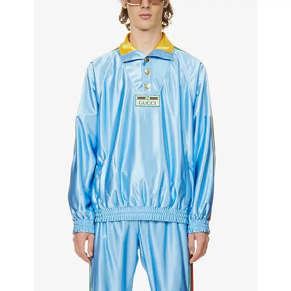 Gucci Azure Mix Striped-Panel Shell Tracksuit Jacket - One-Color