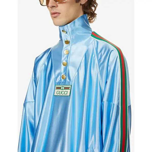 Gucci Azure Mix Striped-Panel Shell Tracksuit Jacket - One-Color