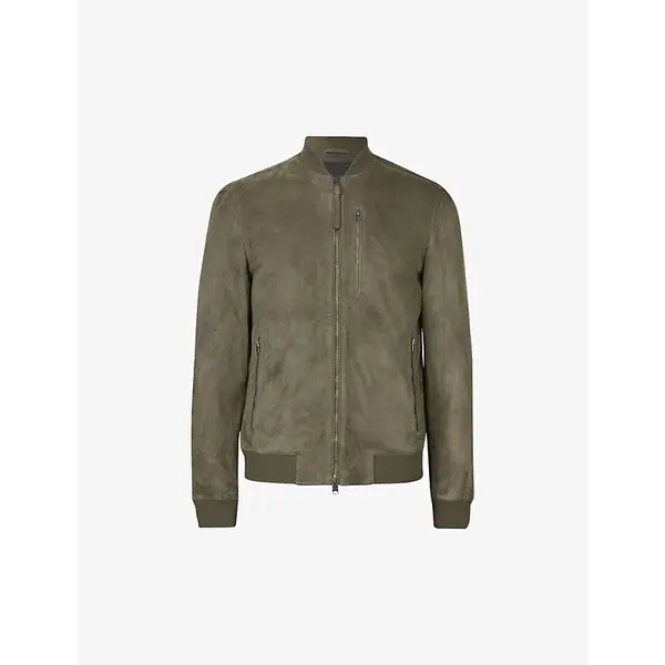 ALLSAINTS Khaki Green Kemble Suede Bomber Jacket