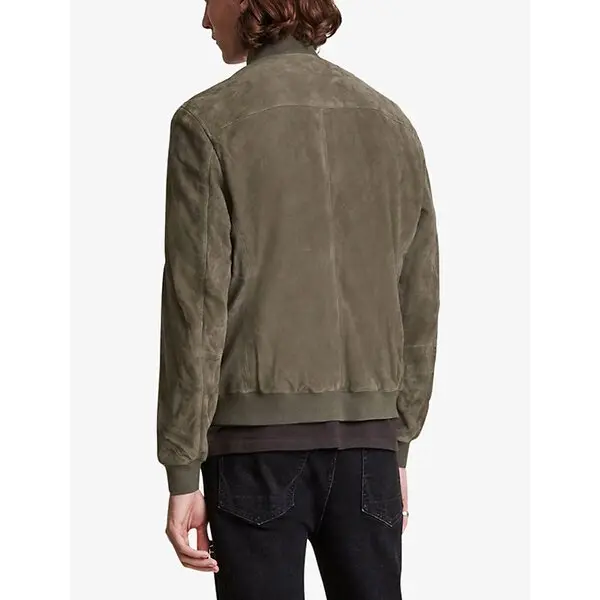 ALLSAINTS Khaki Green Kemble Suede Bomber Jacket