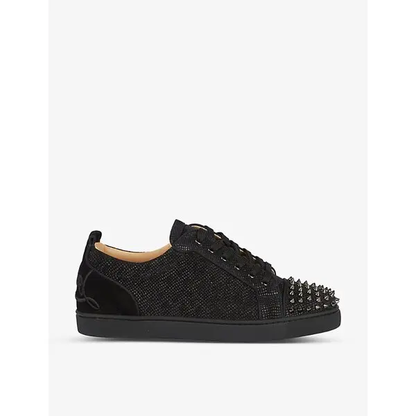 CHRISTIAN LOUBOUTIN Black/black Gun Fun Louis Junior Spikes Flat Crosta Vega