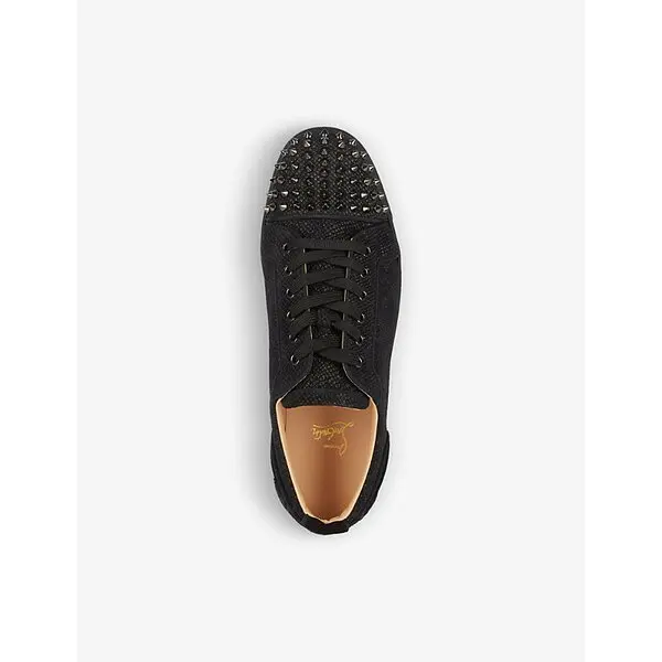 CHRISTIAN LOUBOUTIN Black/black Gun Fun Louis Junior Spikes Flat Crosta Vega
