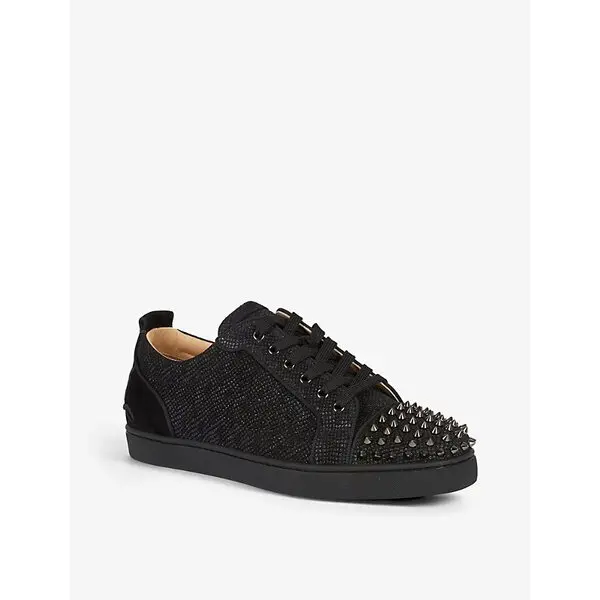 Christian Louboutin Black/Black Gun Fun Louis Junior Spikes Flat
