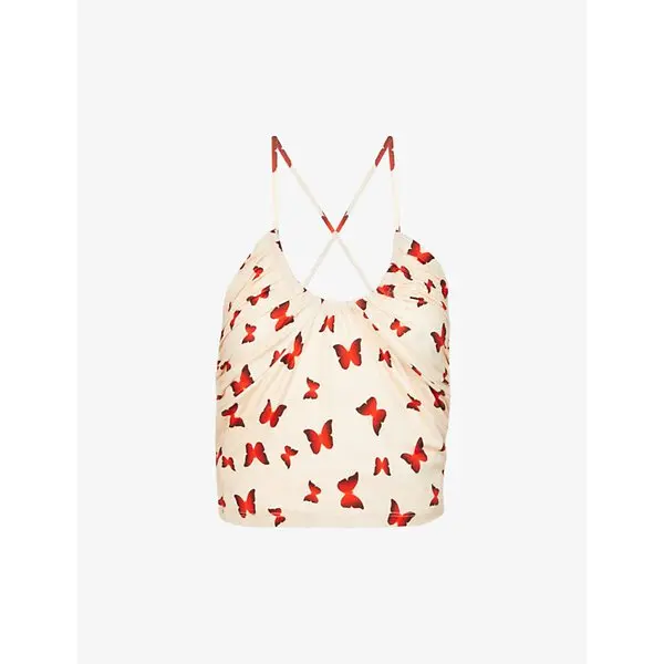 MUSIER PARIS Nude And Print Paz Butterfly-print Stretch-jersey Top