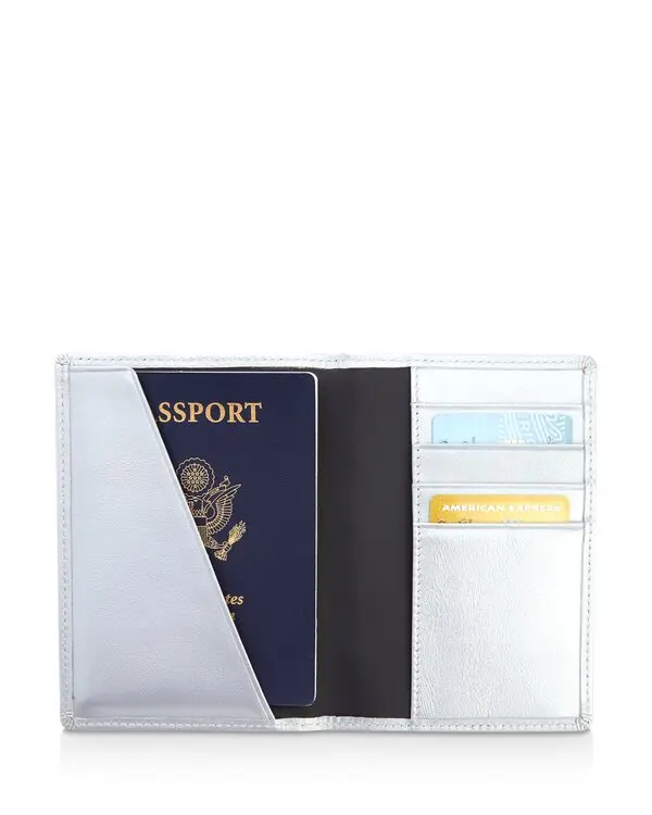 ROYCE NEW YORK Leather Rfid-blocking Passport Case - Silver