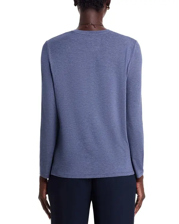 Majestic Filatures Soft Touch Long Sleeve Crewneck With Side Slits - Blue Denim
