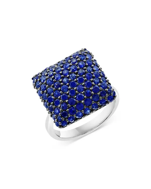 Bloomingdale'S 14k White Gold Blue Sapphire Statement Ring - Blue/white