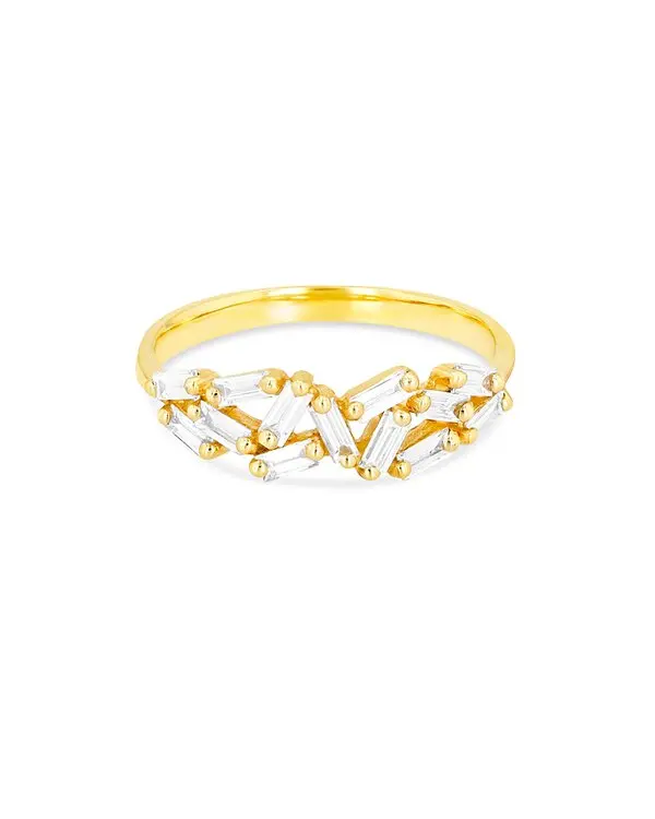 SUZANNE KALAN 18k Yellow Fireworks Diamond Baguette Ring - Gold